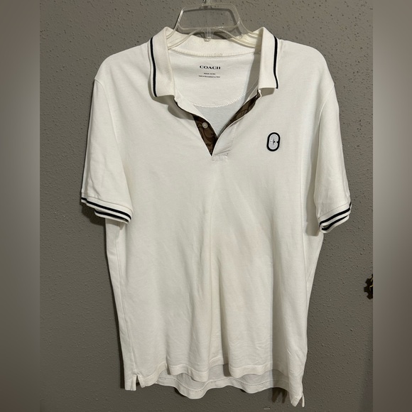 Coach | Shirts | Coach White Polo Shirt For Men Size Medium | Poshmark